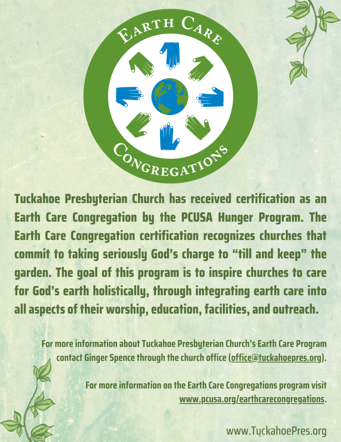 Earth Care Congregation - Tuckahoe Presbyterian Church